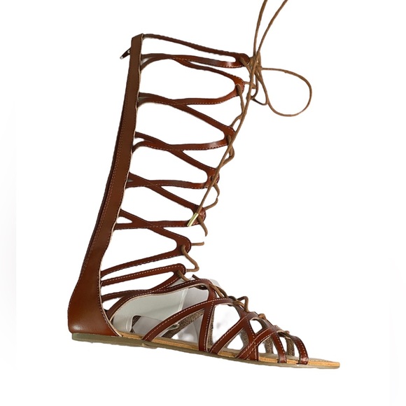 Madden Girl | Shoes | Madden Girl Cognac Gladiator Tall Sandals M ...